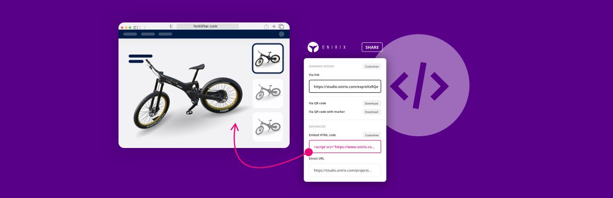 Embedded interactive scenes with: web 3D & web AR - Onirix