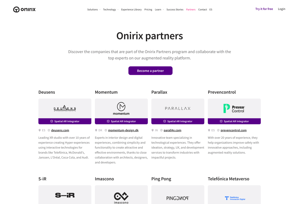 Partners - Onirix